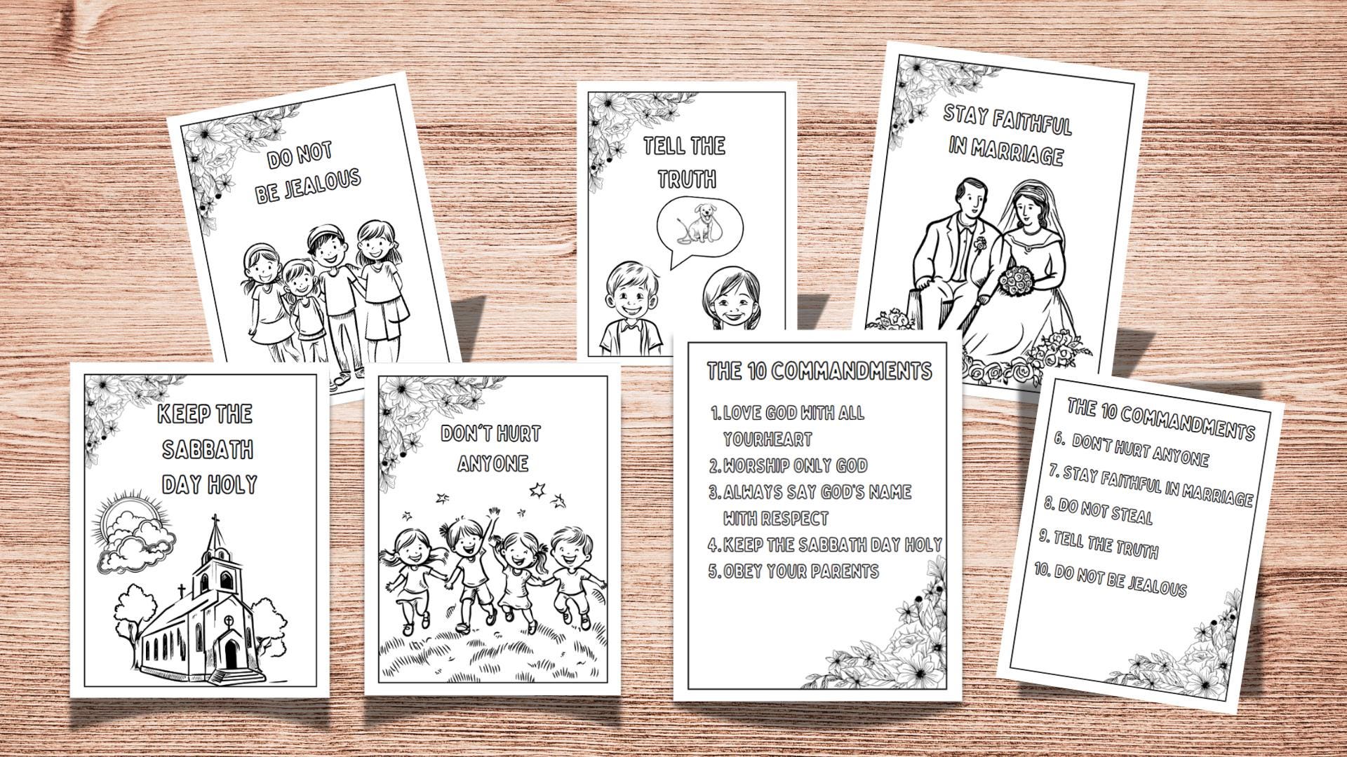 Ten Commandments for Kids Printable Coloring Pages, Bible Verse ...