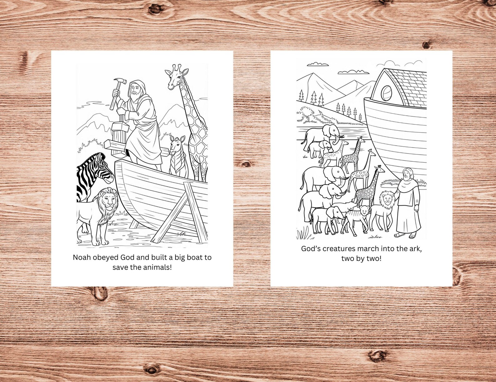 Noahs Ark Kids Bible Color Pages, 16 Coloring Pages, PDF and PNG ...