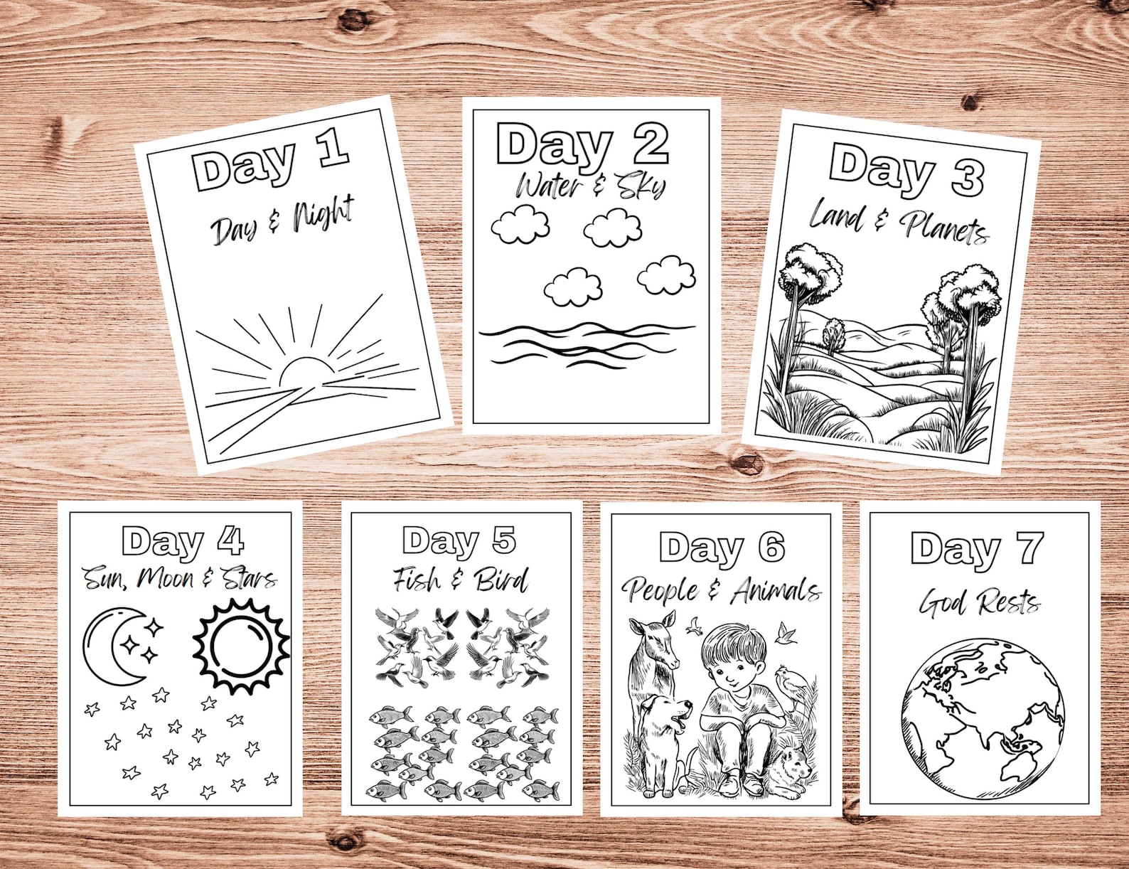 7 Days of Creation Coloring Pages | Days of Creation Coloring Sheets ...