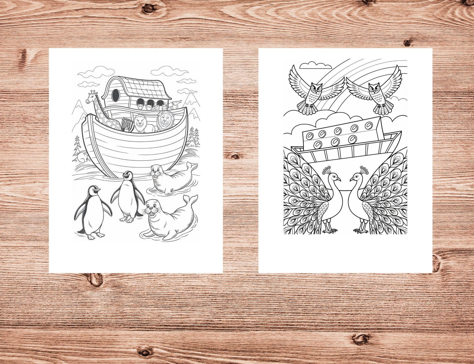 Noahs Ark Kids Bible Color Pages, 16 Coloring Pages, PDF and PNG ...