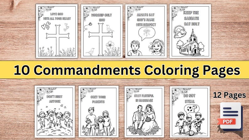 Ten Commandments for Kids Printable Coloring Pages, Bible Verse ...