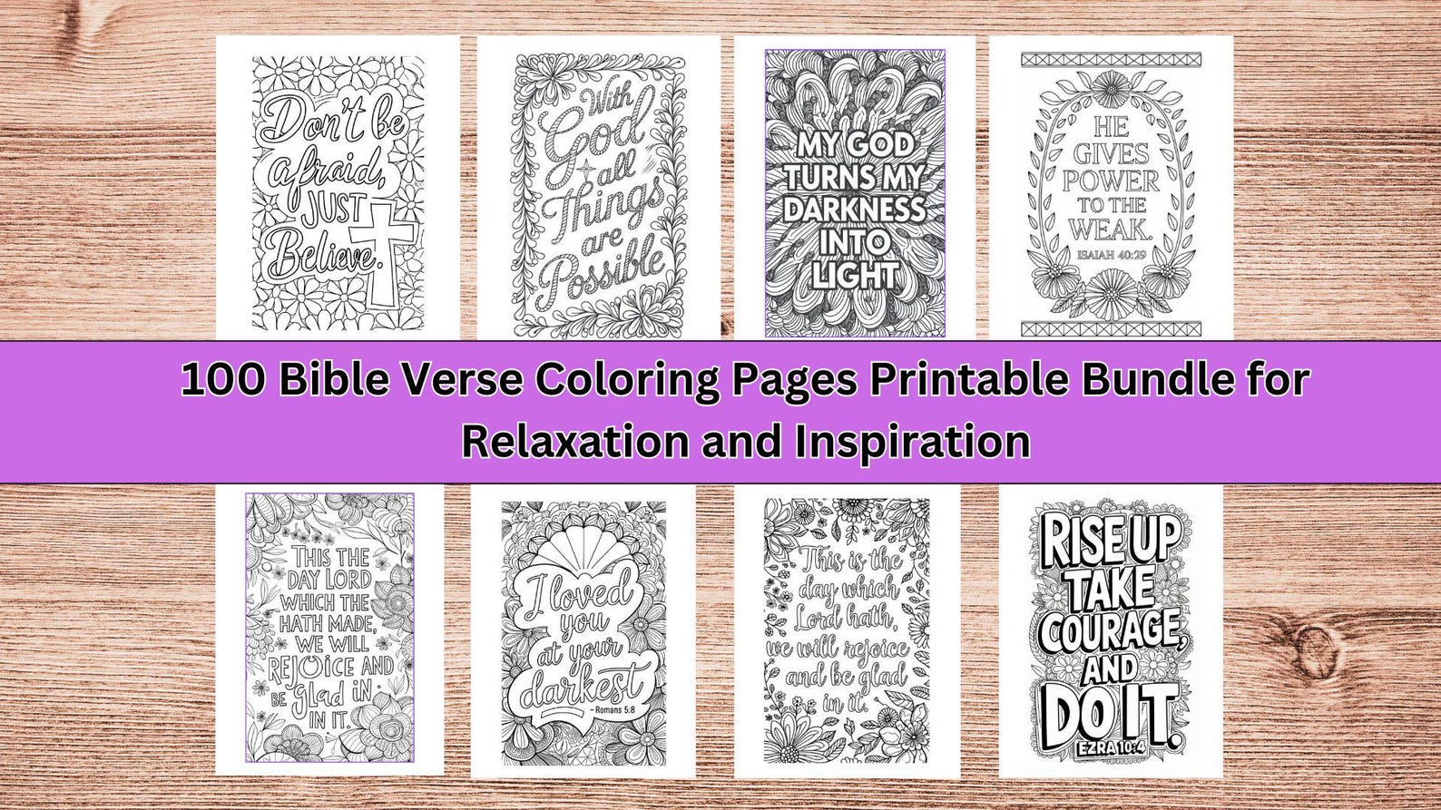 100 Bible Verse Coloring Pages, Christian Art (PDF) - Etsy