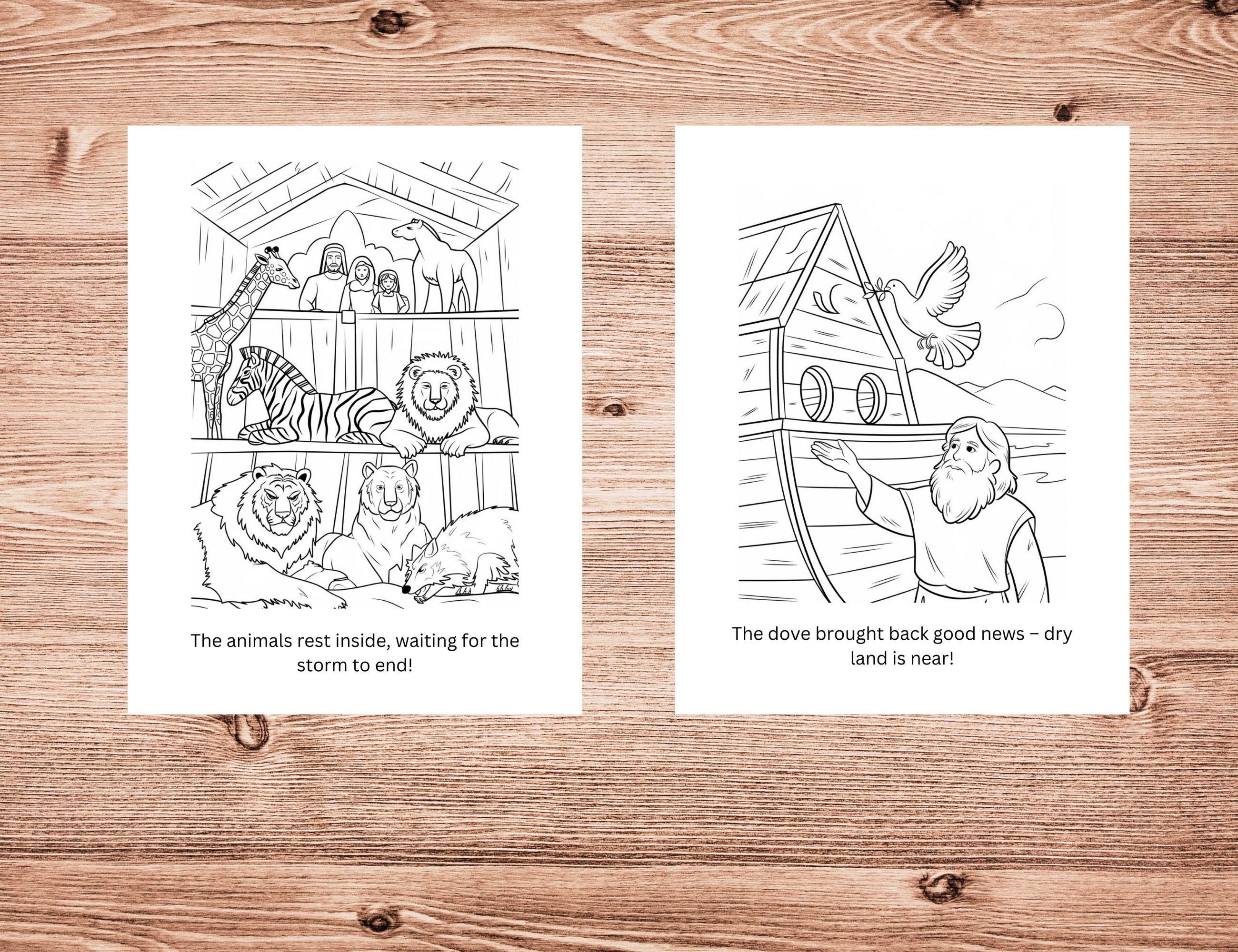 Noahs Ark Kids Bible Color Pages, 16 Coloring Pages, PDF and PNG ...