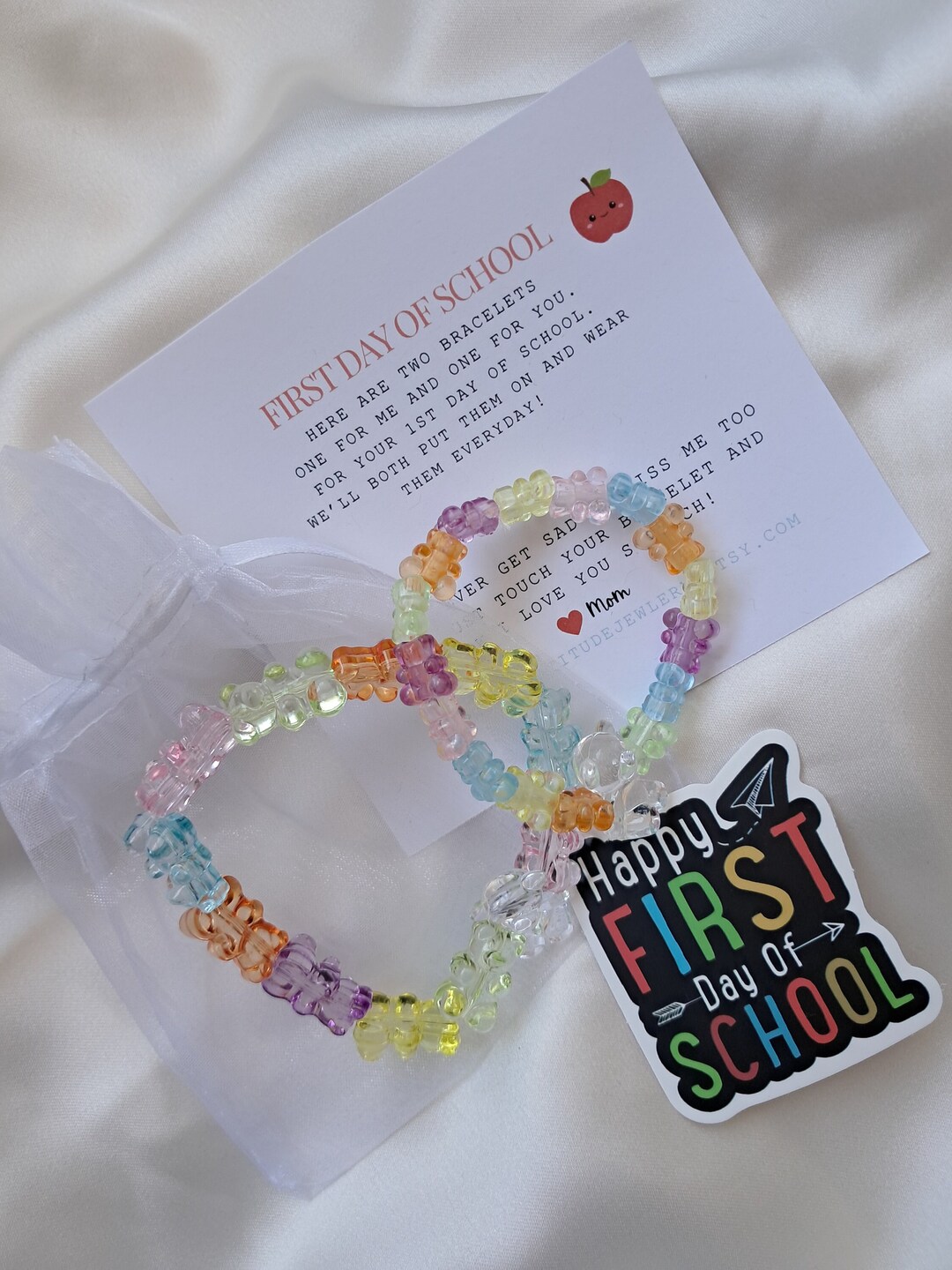 First Day of School, Gummy Bear Bracelet, Back to School Gift, Mom and ...