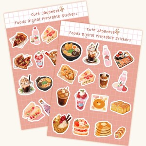 Cute Snacks Foods Digital Stickers, Printable PNG Files, Yummy Desserts ...