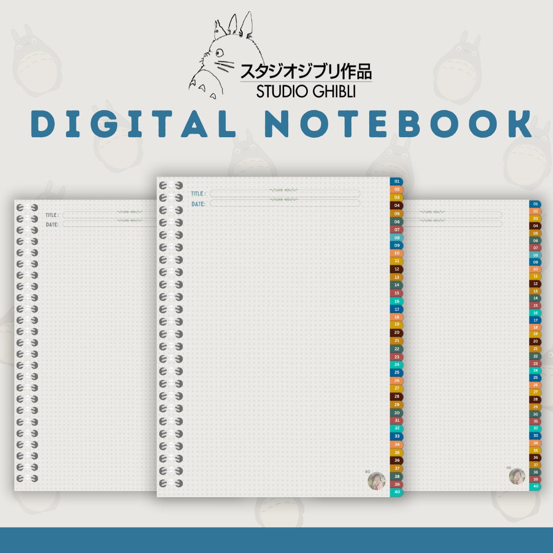 Goodnotes Digital Notebook PDF Notebook Hyperlinked Studio Ghibli ...