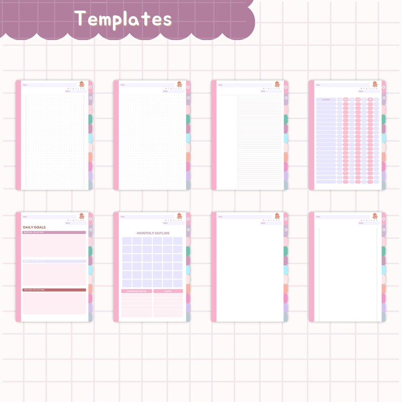 Cute Digital Notebook Kawaii Planner With Hyperlinked Dividers & Free ...