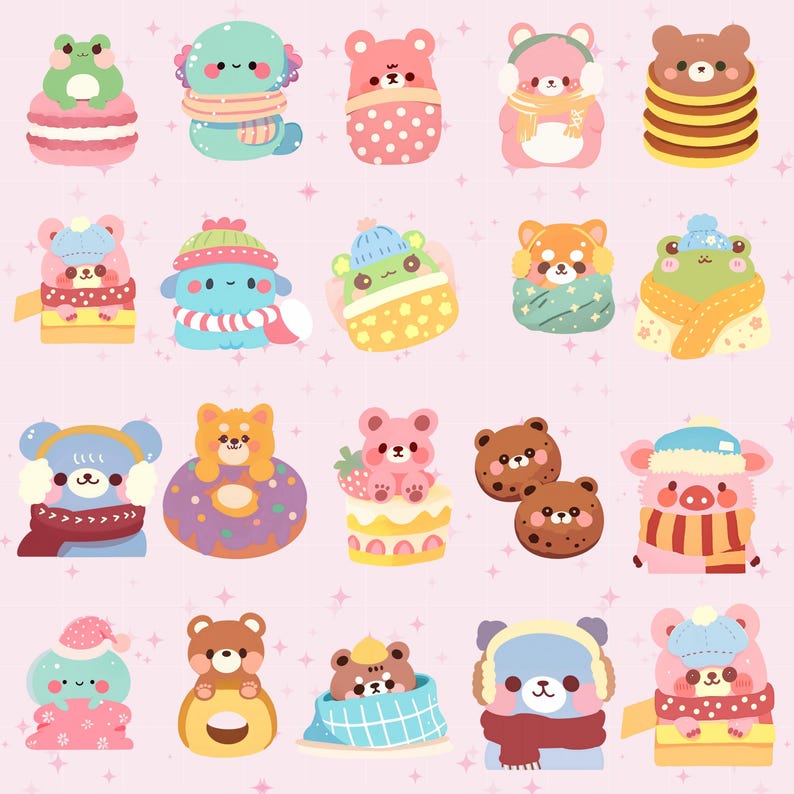 Cute Animal Goodnotes Digital Stickers Kawaii PNG Files Printable ...