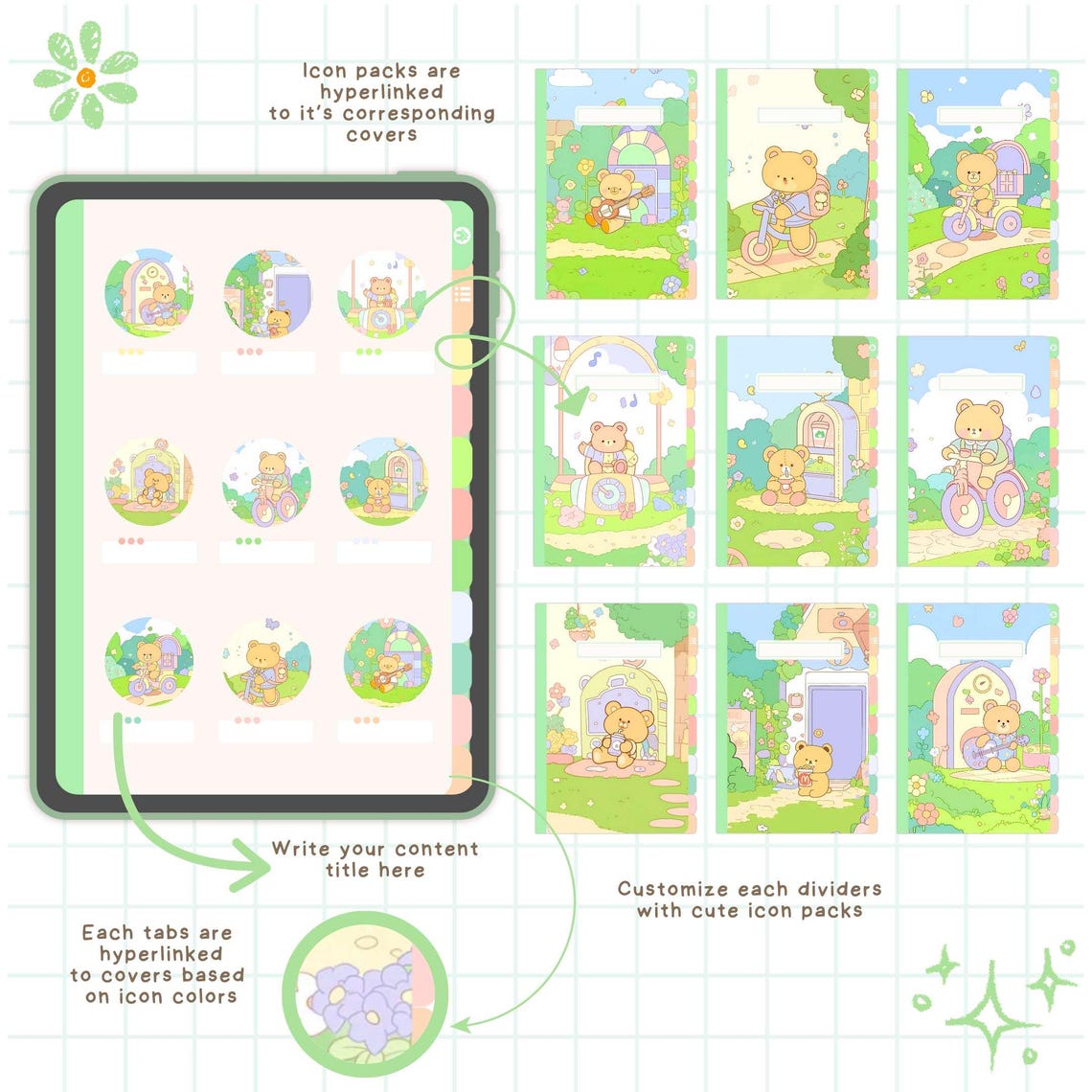 Cute Digital Notebook, Digital Notebook With Tabs, Digital Notebook ...