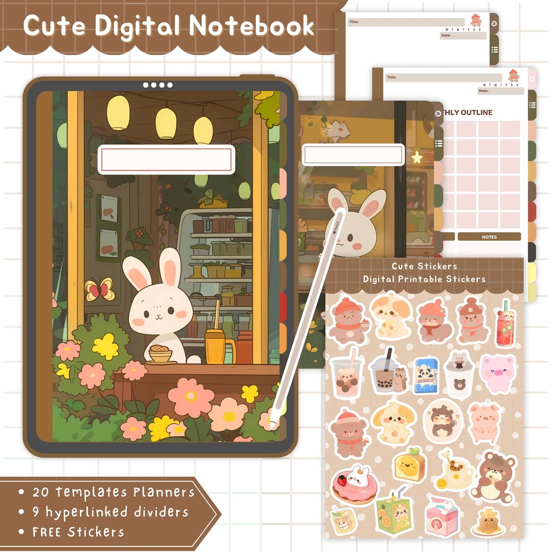 Digital Notebook With Tabs, Digital Notebook Goodnotes, Cute Digital ...