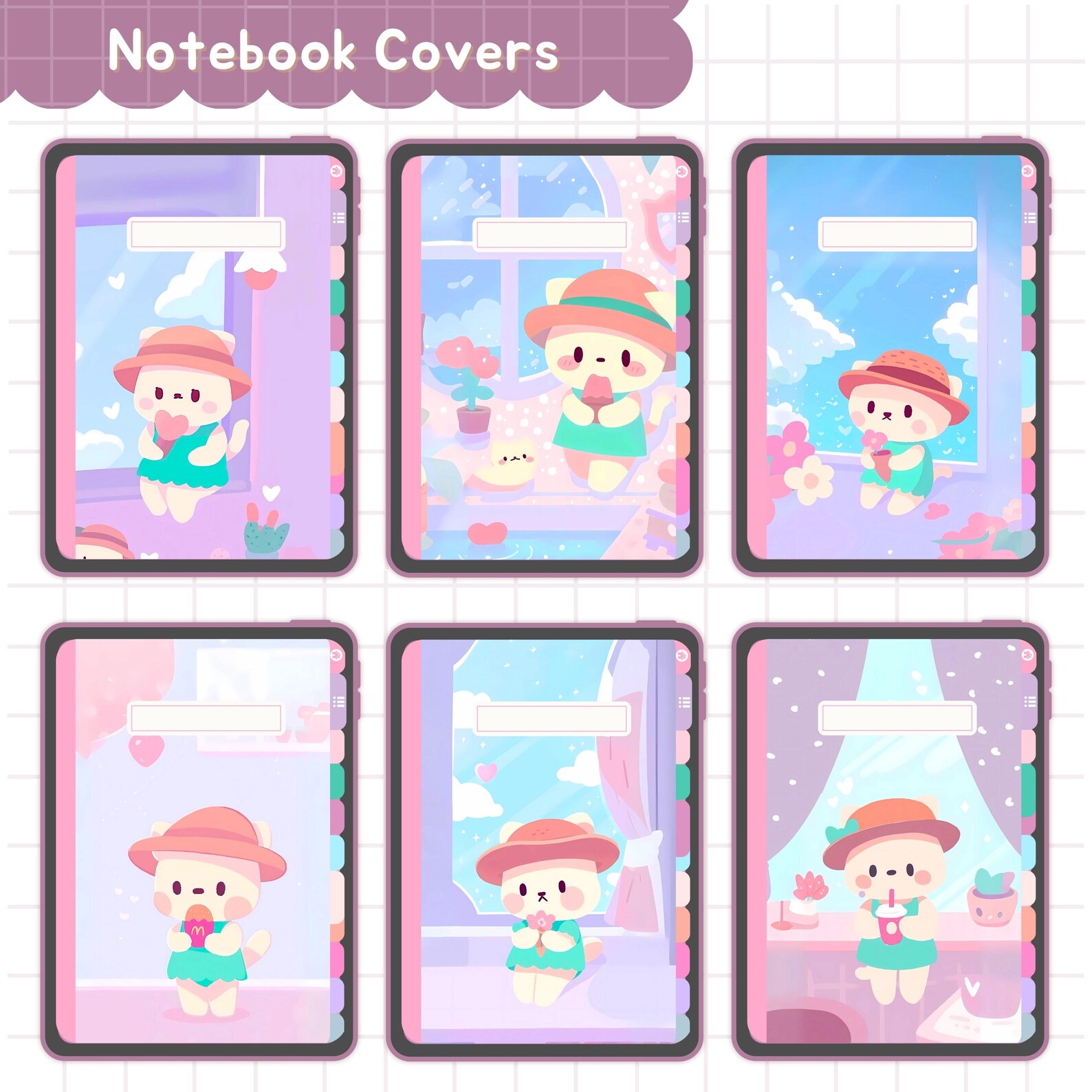 Cute Digital Notebook Kawaii Planner With Hyperlinked Dividers & Free ...