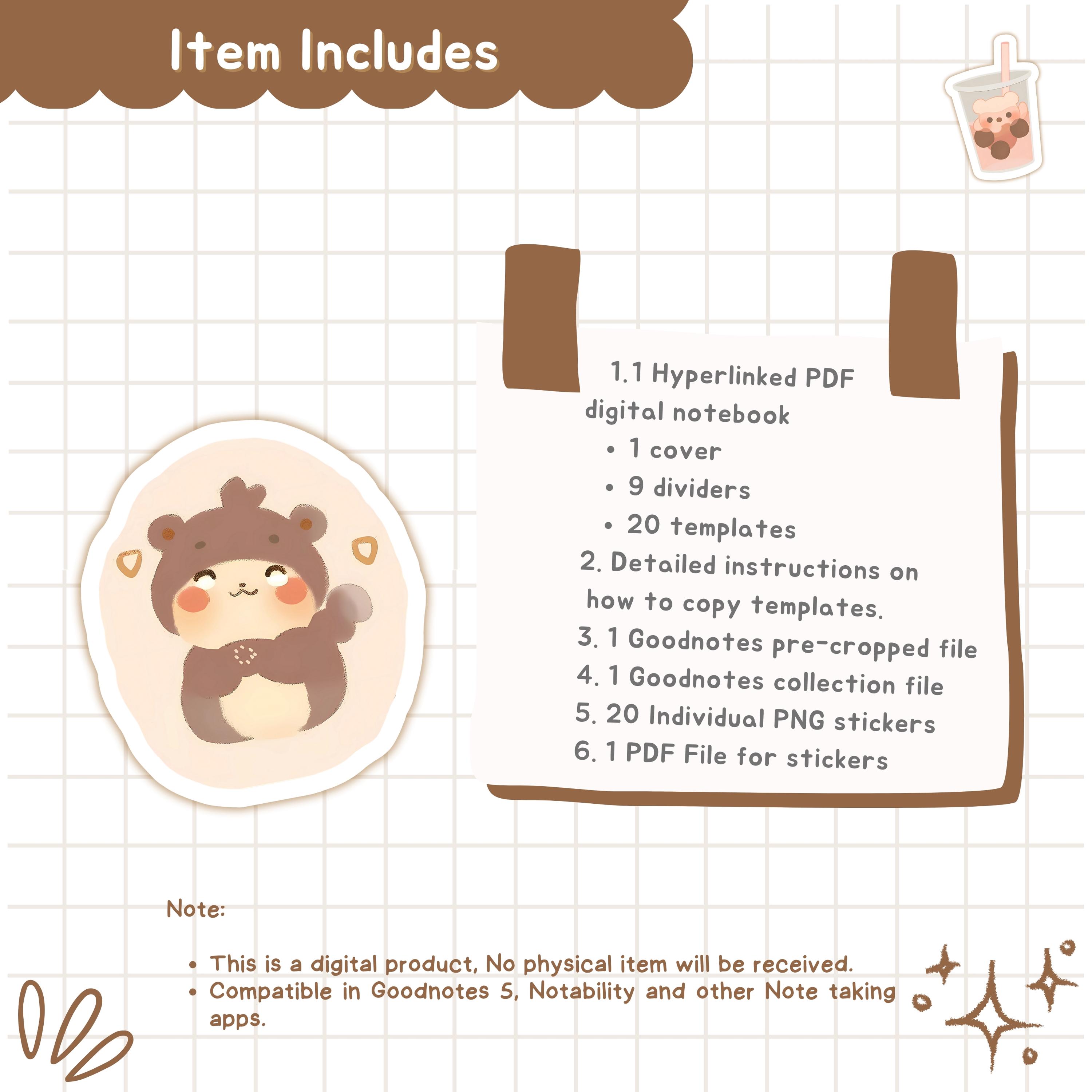 Digital Notebook With Tabs, Digital Notebook Goodnotes, Cute Digital ...