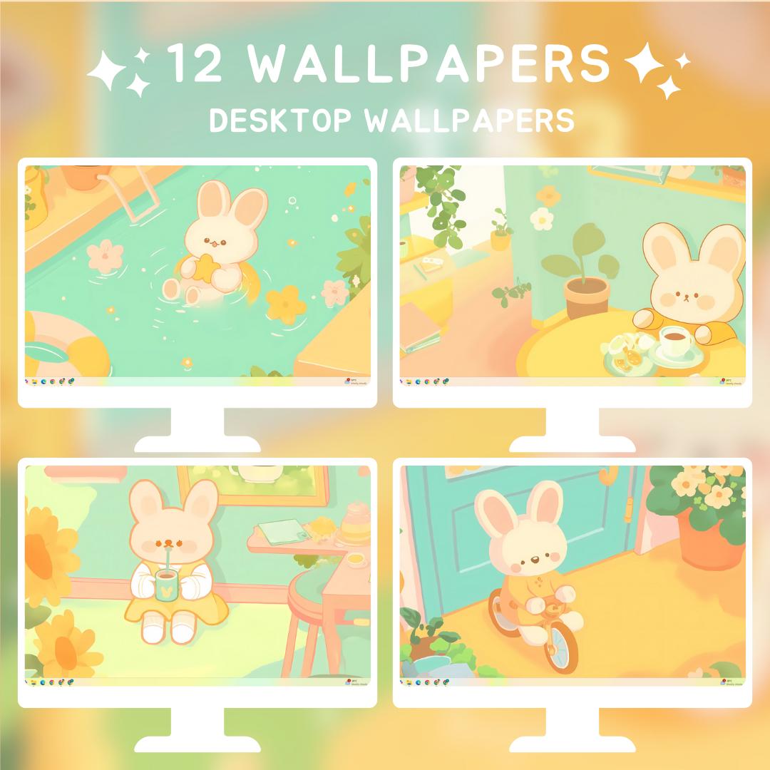 Cute Bunny Cafe Wallpapers, Digital Backgrounds for Phone Desktop ...