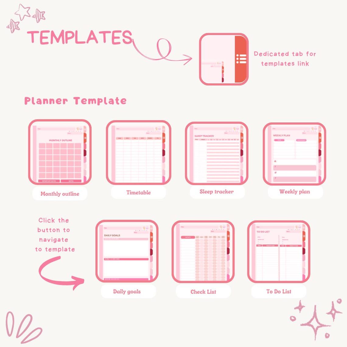 Cute Pink Digital Notebook Kawaii Goodnotes Notability Hyperlinked ...