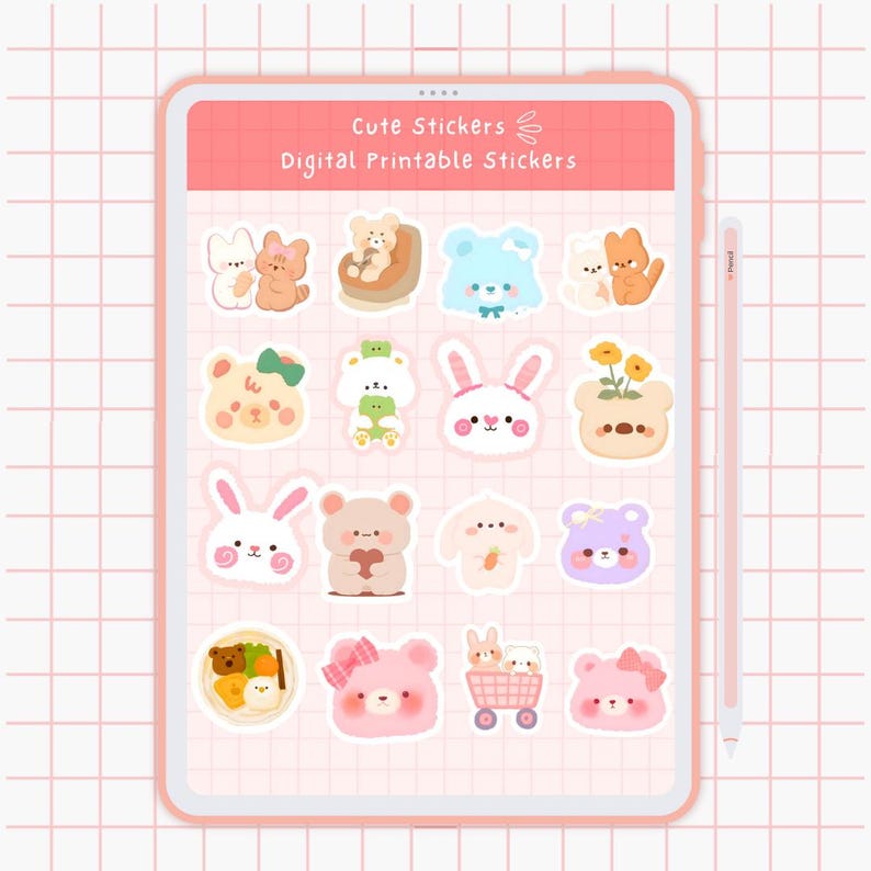 Cute Stickers Sheet, Digital Stickers Goodnotes, Cute Digital Stickers ...