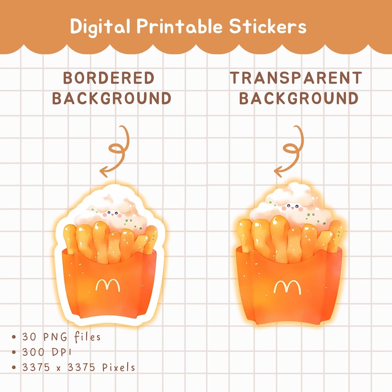 Cute Digital Daily Printable Stickers | Kawaii Food and Drink Stickers ...