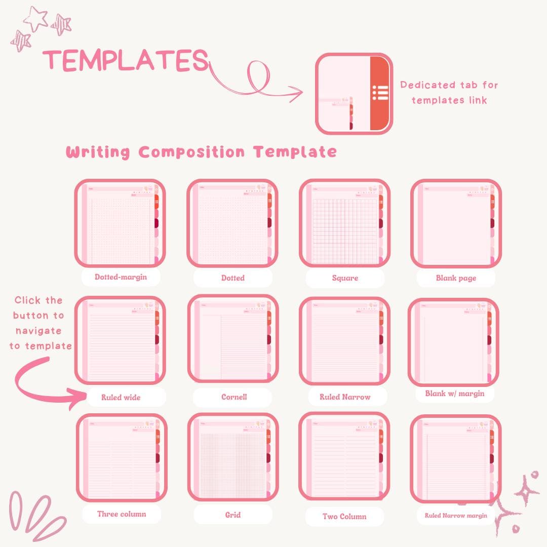 Cute Pink Digital Notebook | Kawaii | Goodnotes | Notability ...