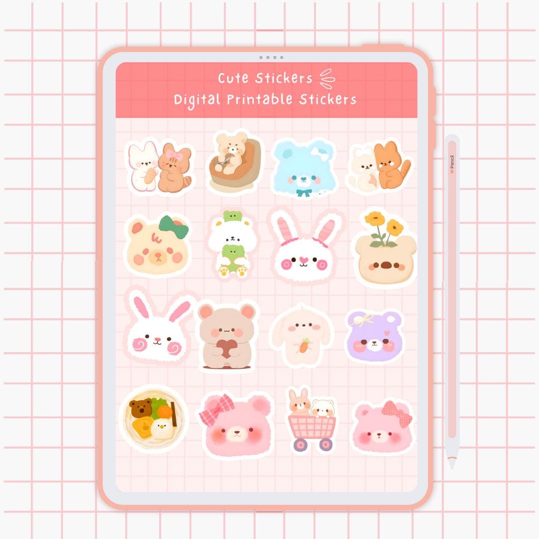 Cute Stickers Sheet, Digital Stickers Goodnotes, Cute Digital Stickers ...