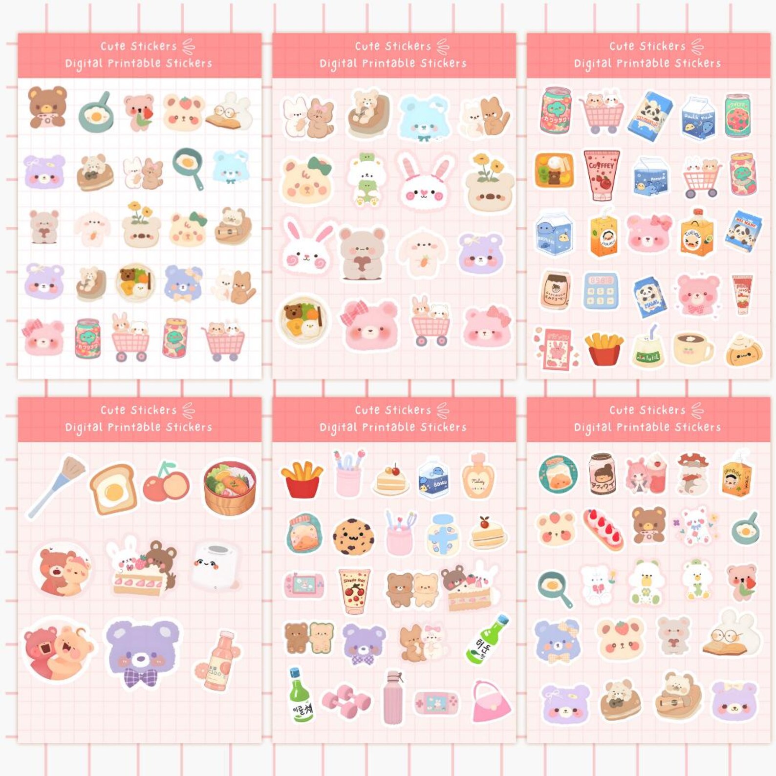 Cute Stickers Sheet, Digital Stickers Goodnotes, Cute Digital Stickers ...
