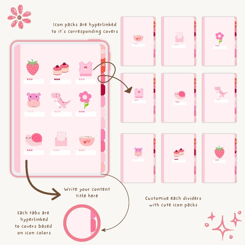 Cute Pink Digital Notebook | Kawaii | Goodnotes | Notability ...