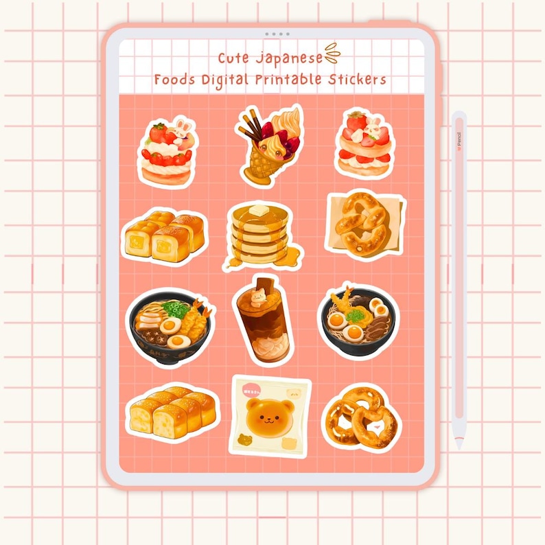 Cute Snacks Foods Digital Stickers, Printable PNG Files, Yummy Desserts ...