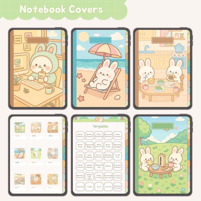 Kawaii Digital Planner With Hyperlinked Dividers and Free Digital ...
