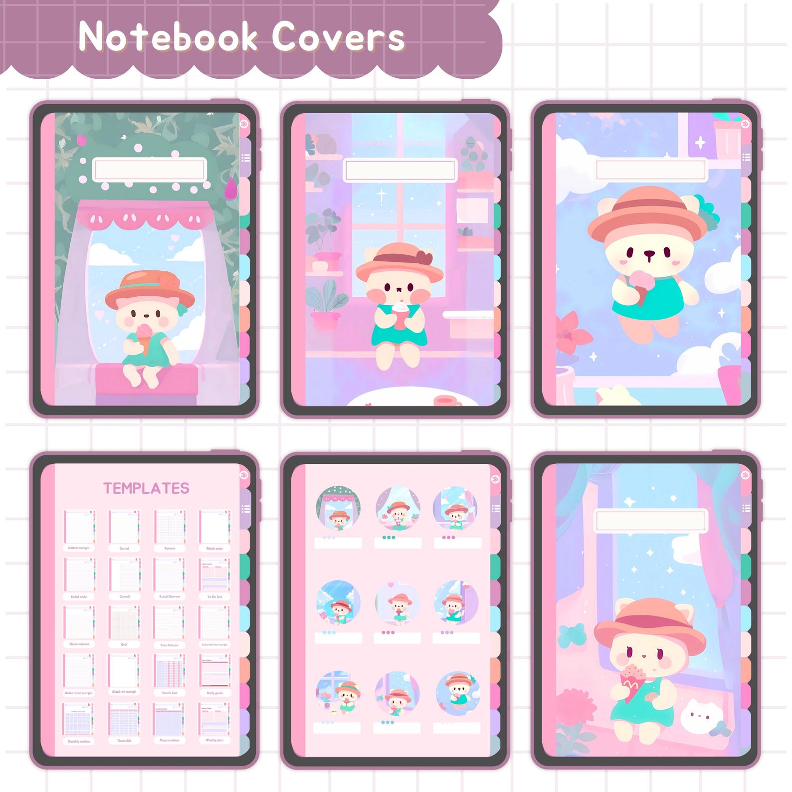 Cute Digital Notebook Kawaii Planner With Hyperlinked Dividers & Free ...