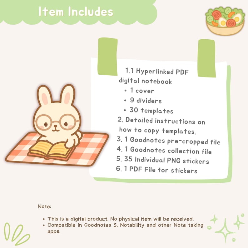 Kawaii Digital Planner With Hyperlinked Dividers and Free Digital ...