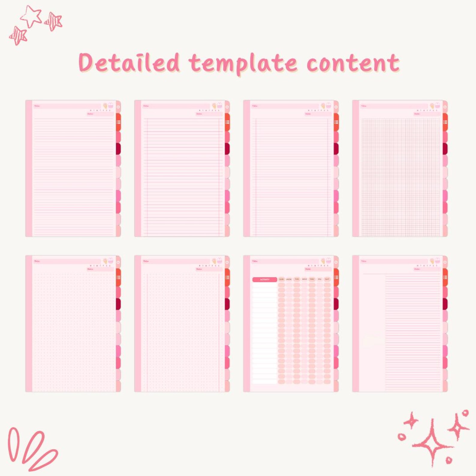 Cute Pink Digital Notebook | Kawaii | Goodnotes | Notability ...
