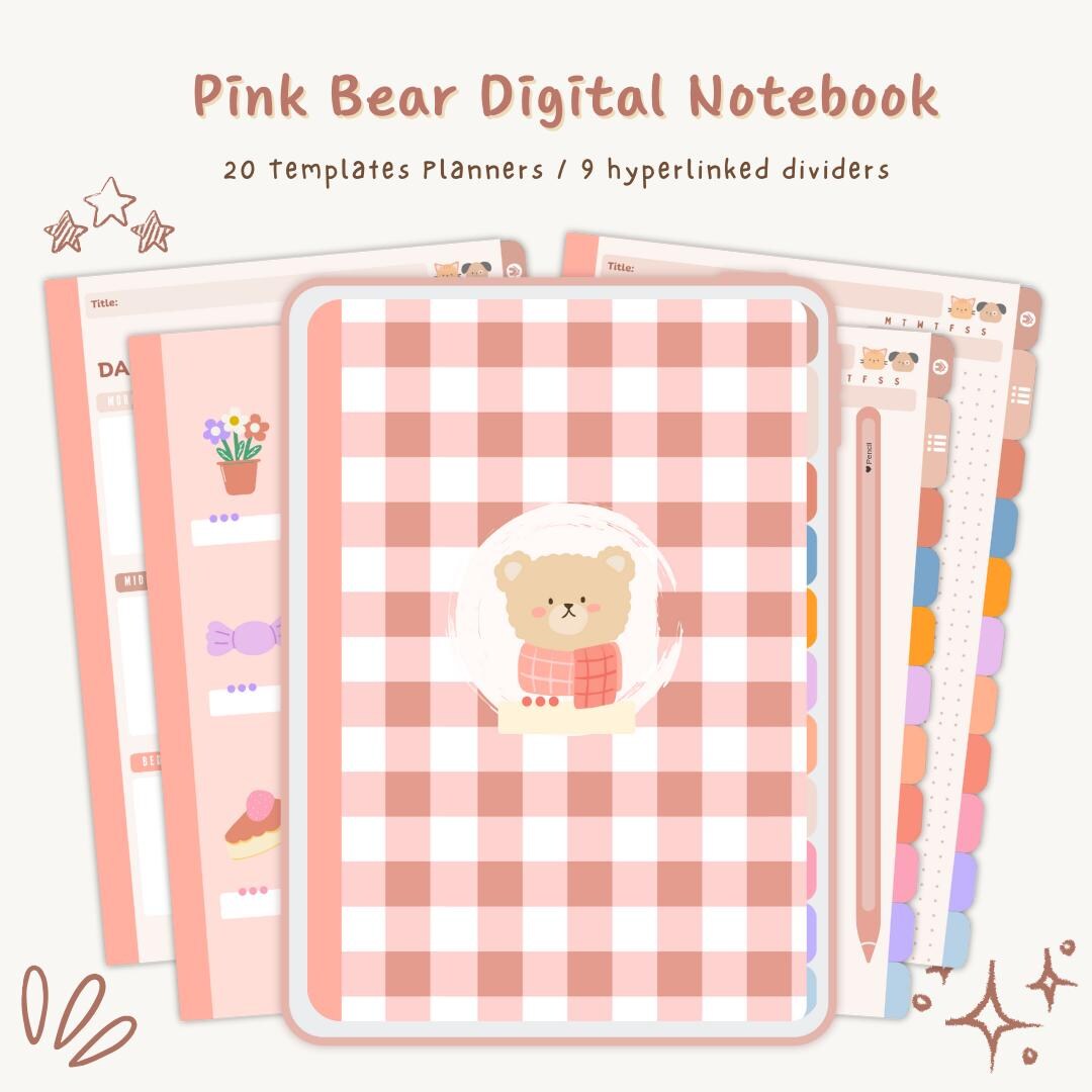 Cute Pink Digital Notebook | Kawaii | Goodnotes | Notability ...