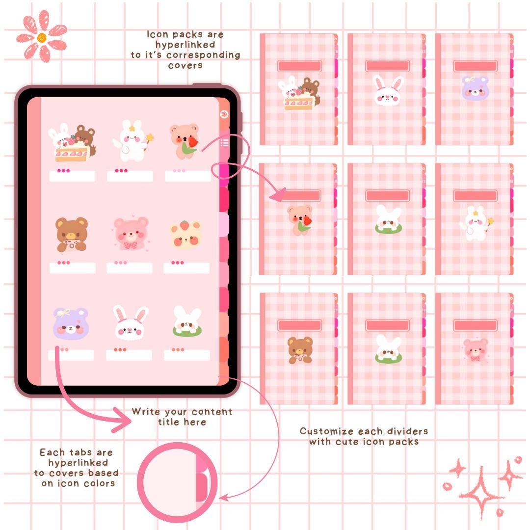Digital Notebook With Tabs, Digital Notebook Goodnotes, Cute Digital ...