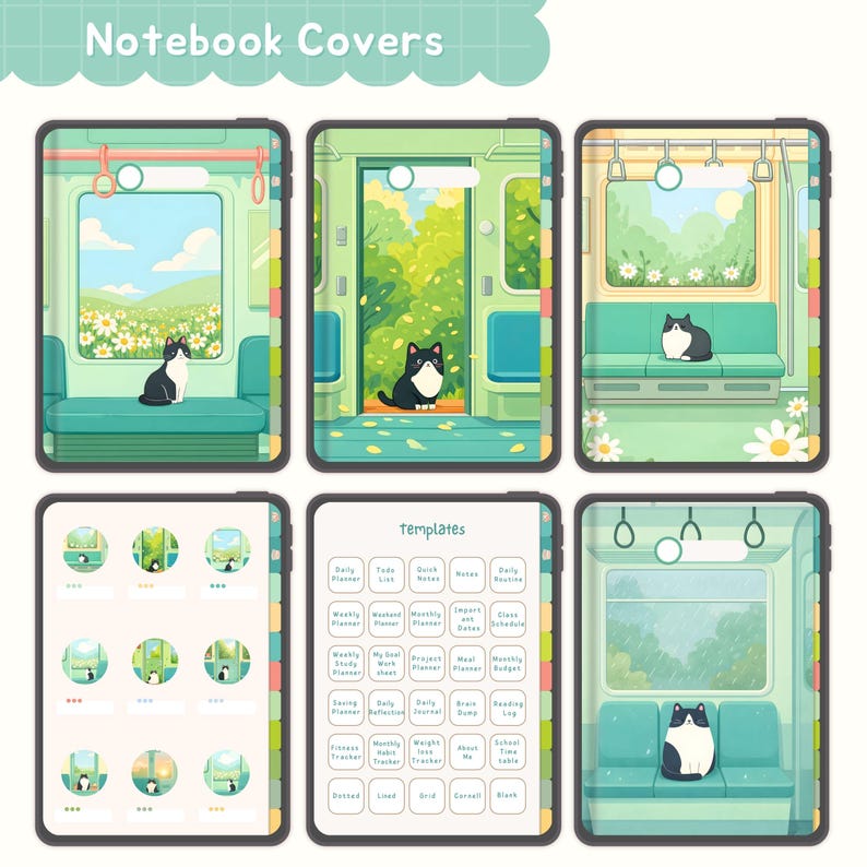 Cat Goodnotes Planner, Kawaii Digital Notebook Ipad, Aesthetic Student ...