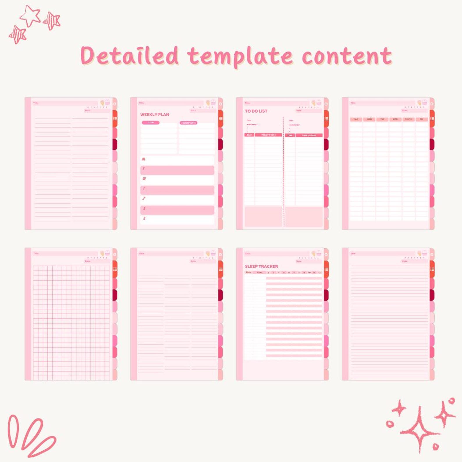 Cute Pink Digital Notebook | Kawaii | Goodnotes | Notability ...