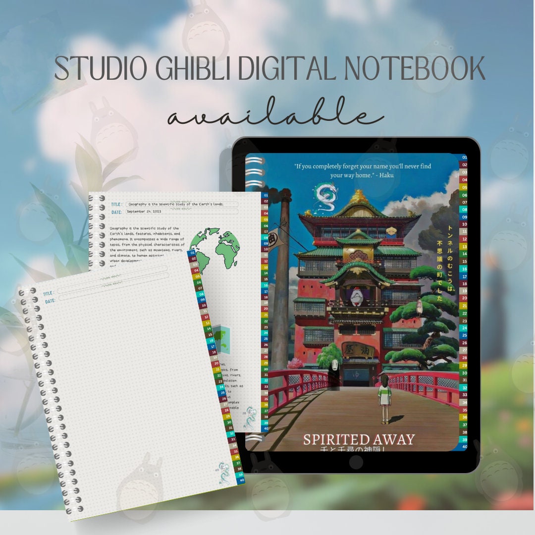 Goodnotes Digital Notebook PDF Notebook Hyperlinked Studio Ghibli ...