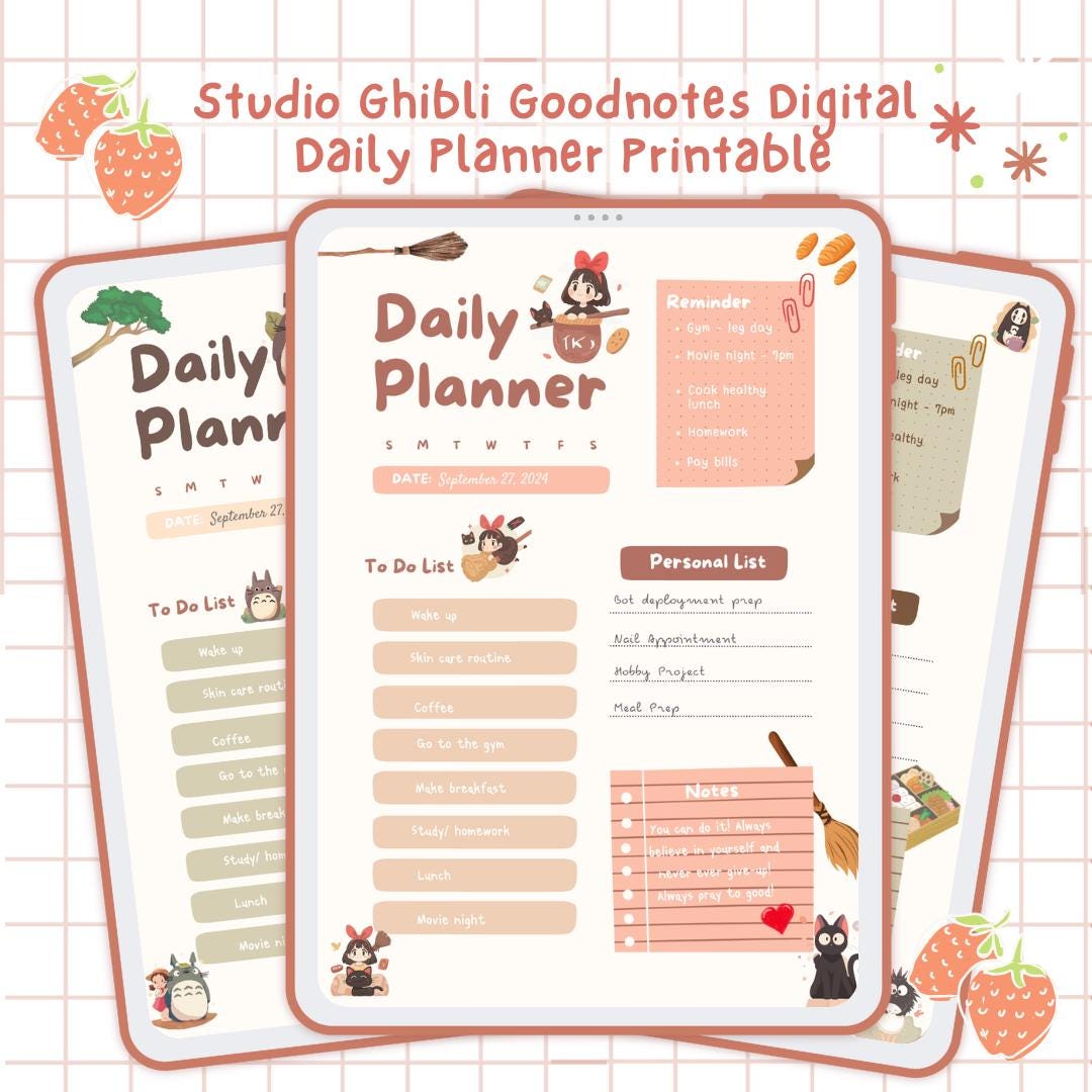 Studio Ghibli Digital Printable Daily Planner Goodnotes Planner ...