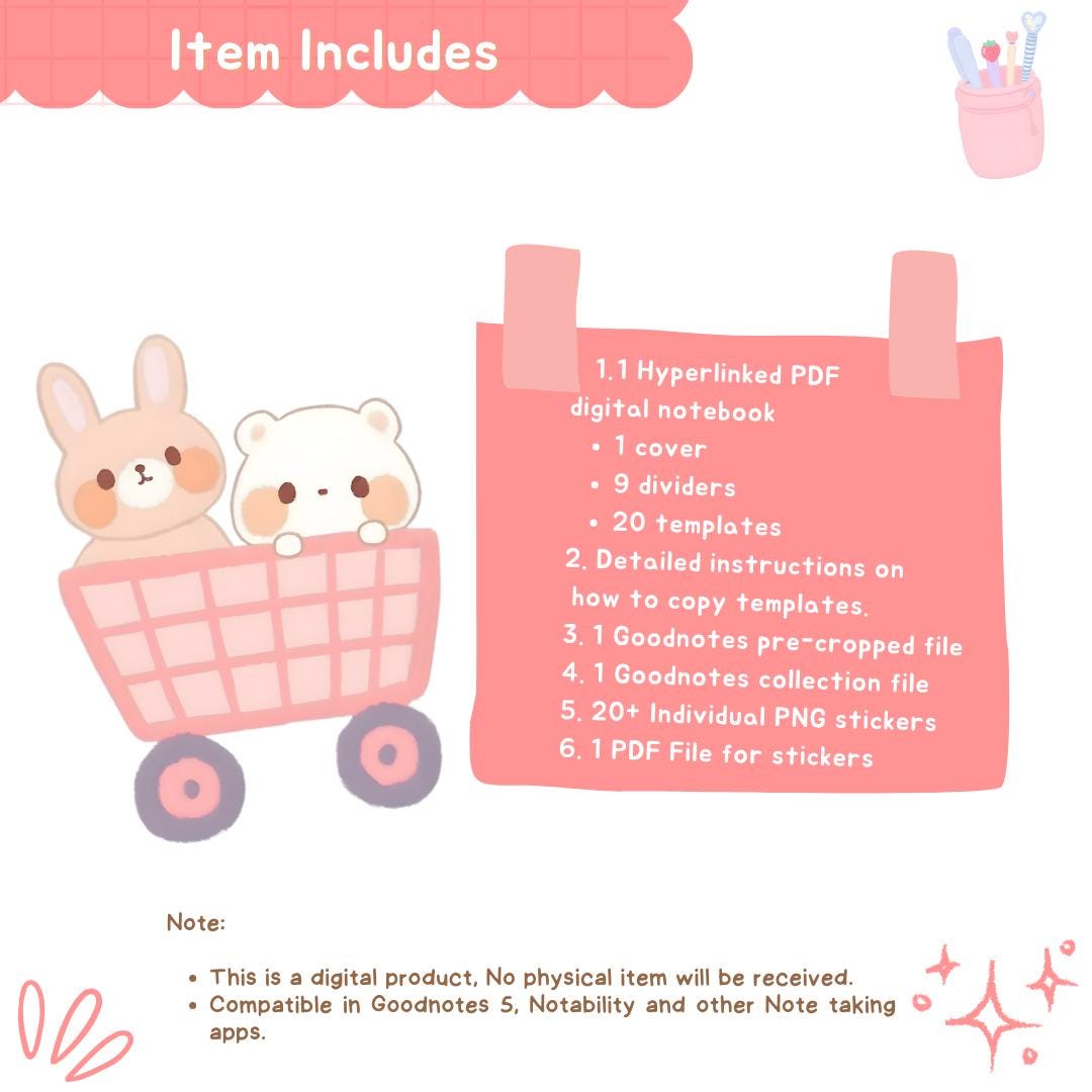 Digital Notebook With Tabs, Digital Notebook Goodnotes, Cute Digital ...