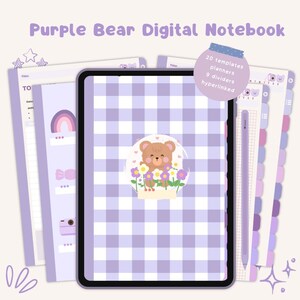 Cute Purple Digital Notebook Kawaii Goodnotes Notability Hyperlinked ...