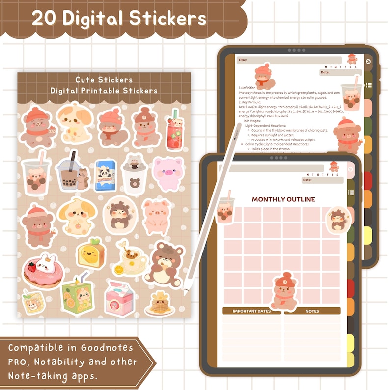 Digital Notebook With Tabs, Digital Notebook Goodnotes, Cute Digital ...