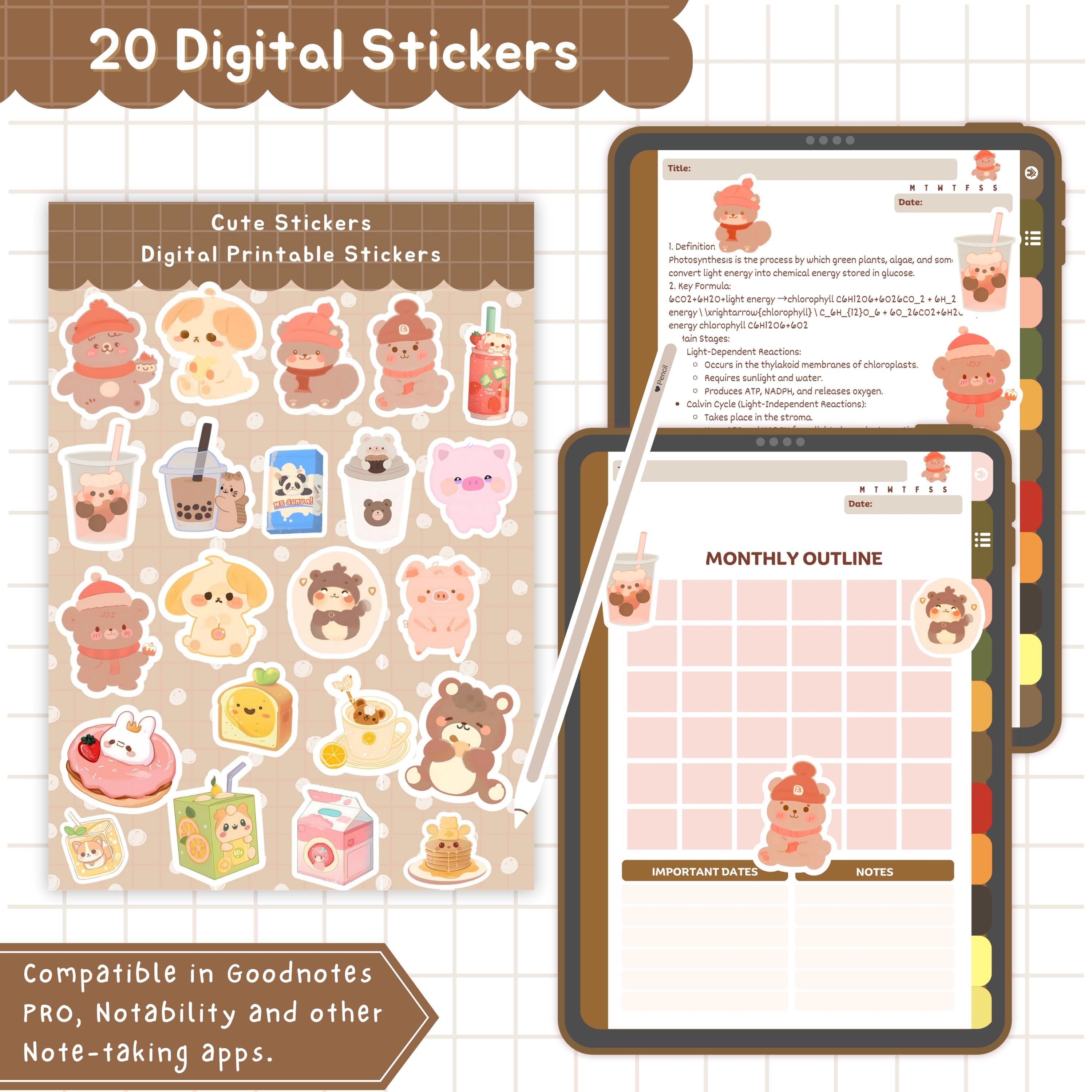 Digital Notebook With Tabs, Digital Notebook Goodnotes, Cute Digital ...