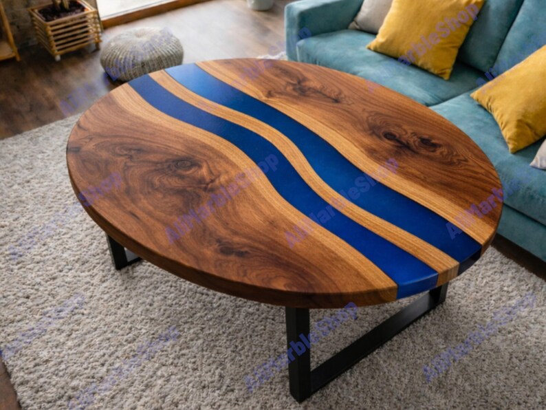 Oval Live Edge Walnut River Coffee Table Handmade Modern Furniture - Etsy