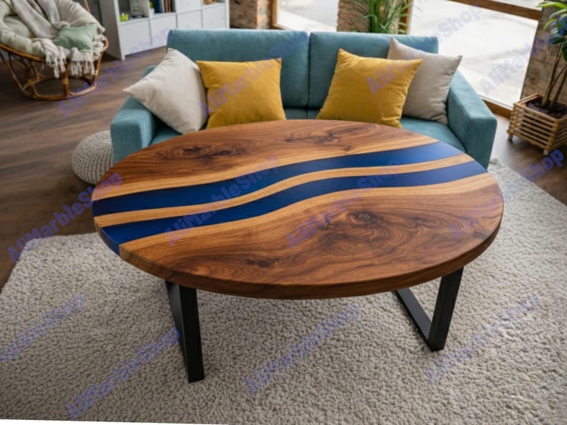 Oval Live Edge Walnut River Coffee Table Handmade Modern Furniture - Etsy