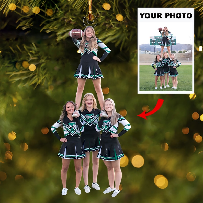 Personalized Cheerleading Friends Photo Ornament, Custom Cheerleading ...