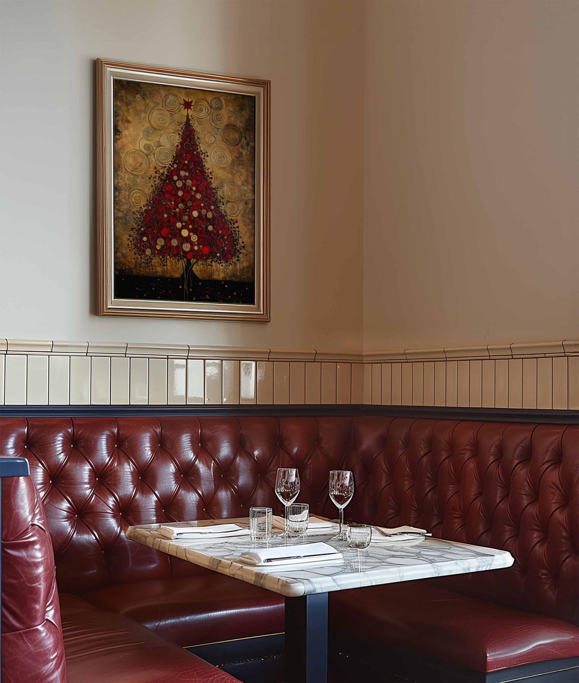 Gustav Klimt Christmas Tree Art: Red & Gold Winter Printable (digital ...