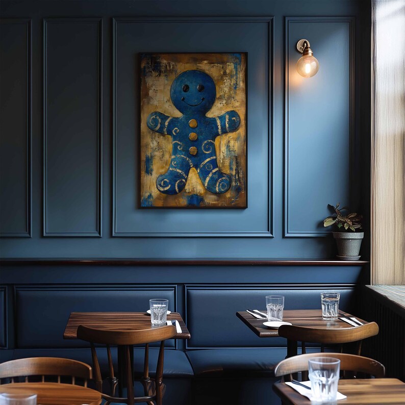 Gustav Klimt Blue Gingerbread Man Art | Winter Printable Painting ...
