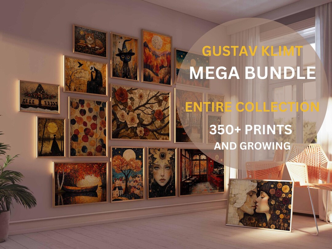 Gustav Klimt Mega Bundle Printable Wall Art Textile Digital Vintage ...