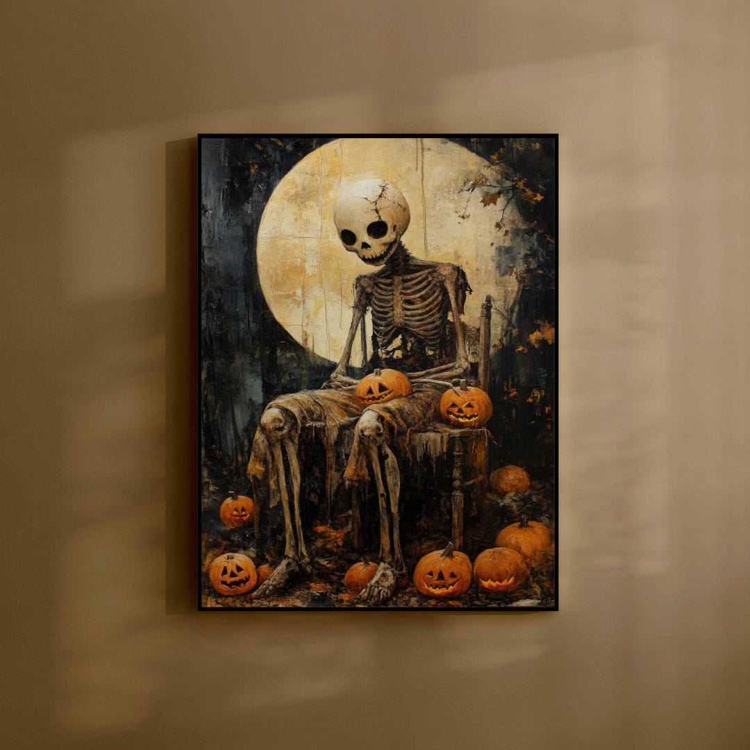 William Morris Halloween Skeleton Art Print: Vintage Wall Decor ...