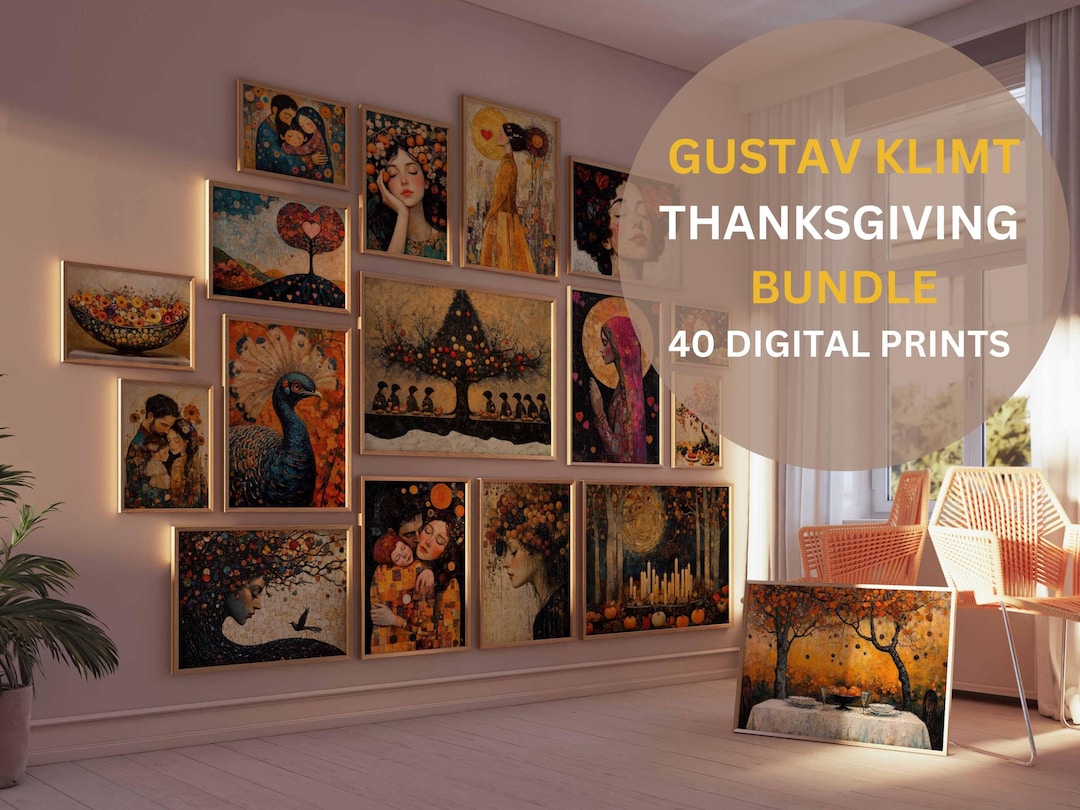 Gustav Klimt 40 Thanksgiving Printable Wall Art Bundle Textile Digital ...