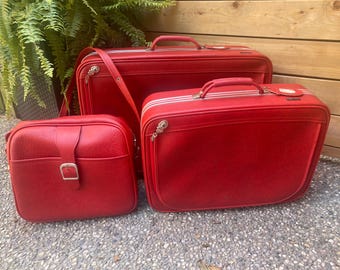 American Tourister "tourister" Red Suitcase - 1960s Vintage - Etsy