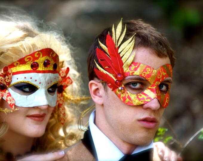 Mars Papier-mache Mens Mask in Red, Bronze, and Gold - Etsy