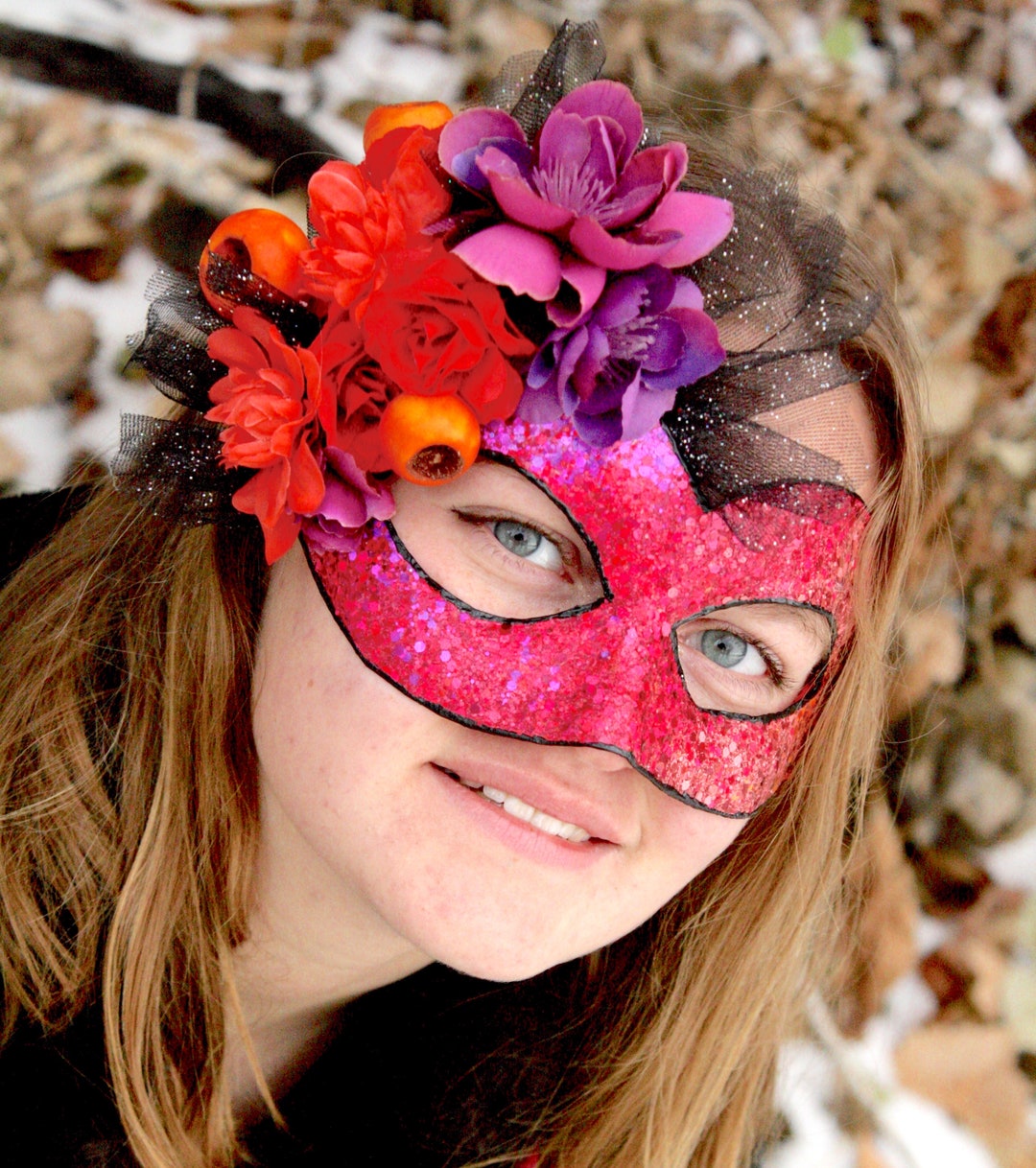 Juliet - One of a Kind Glitter Mask in Sunset Colors - OOAK Handmade ...